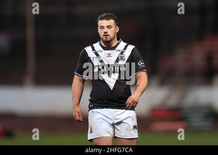 Bradford, UK. 16th Jan, 2022. Brad Fash (17) of Hull FC during the game ...