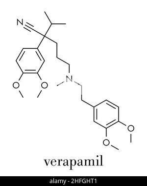 Verapamil molecule. It is calcium channel blocker used in treatment of ...
