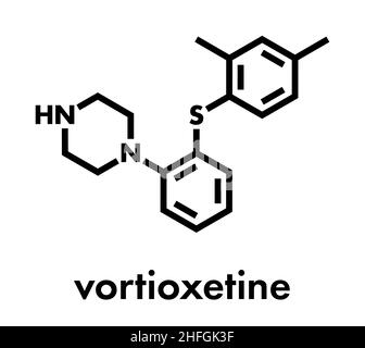 Vortioxetine antidepressant drug molecule. Skeletal formula Stock ...
