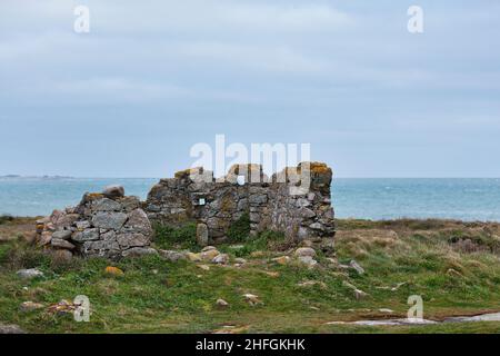 Old Stonehouse ruin near the Sea. Normandie France Stock Photo - Alamy