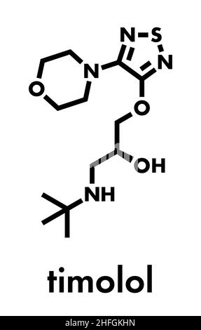 Timolol beta-adrenergic receptor antagonist drug molecule. Used in ...