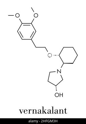 Vernakalant atrial fibrillation drug molecule. Skeletal formula Stock ...