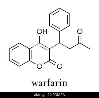 Warfarin anticoagulant drug molecule. Used in thrombosis and ...