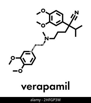 Verapamil molecule. It is calcium channel blocker used in treatment of ...