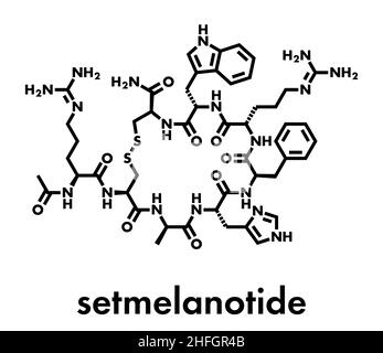 Setmelanotide drug molecule (MC4 receptor agonist). Skeletal formula ...