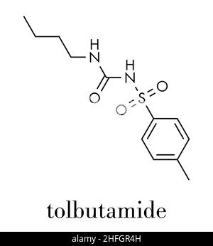 Tolbutamide diabetes drug molecule. Skeletal formula Stock Vector Image ...