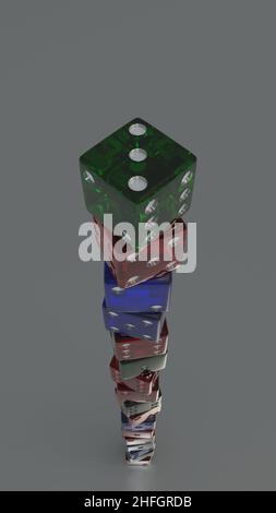 Blue dices on grey background Stock Photo - Alamy