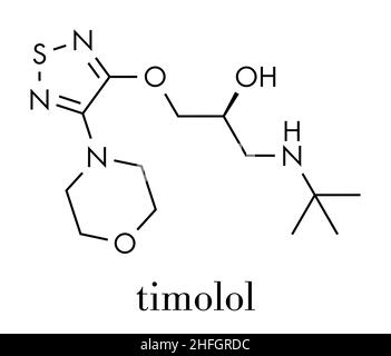 Timolol beta-adrenergic receptor antagonist drug molecule. Used in ...