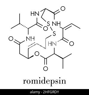 Romidepsin cancer drug molecule (histone deacetylase inhibitor ...
