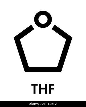 Tetrahydrofuran (THF, oxolane) solvent molecule. Skeletal formula Stock ...