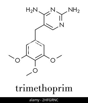 Trimethoprim antibiotic drug molecule. Skeletal formula Stock Vector ...