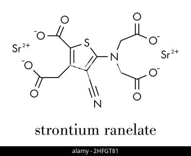 Strontium ranelate osteoporosis drug molecule. Skeletal formula Stock ...