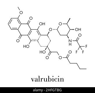 Valrubicin bladder cancer drug molecule. Skeletal formula Stock Vector ...