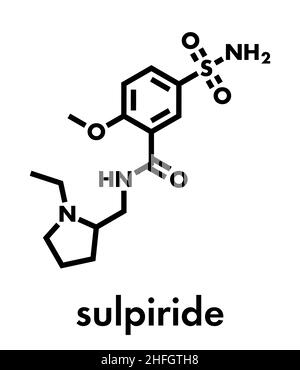 Sulpiride antipsychotic (neuroleptic) drug molecule. Skeletal formula ...