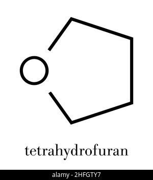 Tetrahydrofuran (THF, oxolane) solvent molecule. Skeletal formula Stock ...