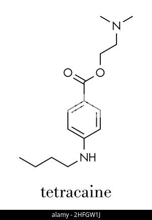 Tetracaine local anesthetic drug molecule Atoms are represented as ...