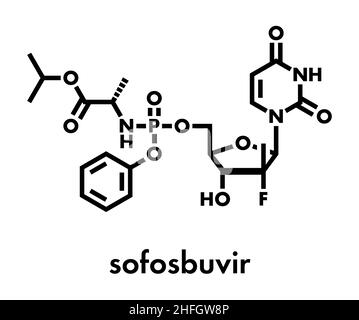 Sofosbuvir hepatitis C virus drug molecule. Skeletal formula Stock ...