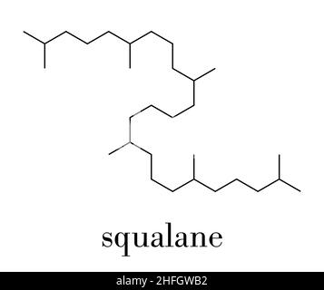 Squalane molecule. Saturated compound, derived from squalene. Used in ...