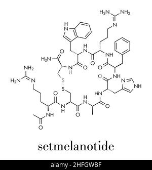 Setmelanotide drug molecule (MC4 receptor agonist). Skeletal formula ...