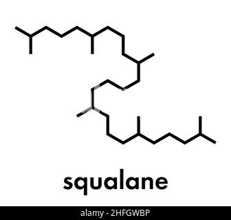Squalane molecule. Saturated compound, derived from squalene. Used in ...