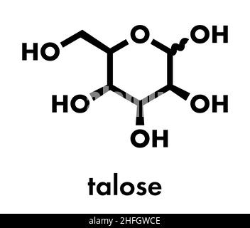 Talose sugar molecule (alpha-D-talopyranose). Stylized skeletal formula ...
