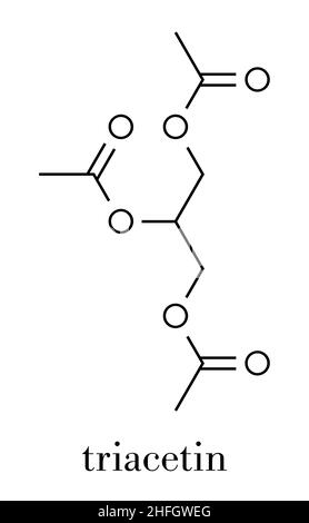 Triacetin, glycerin triacetate molecule. It is triglyceride, triester ...
