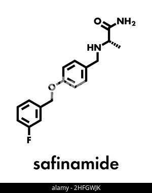 Safinamide Parkinson's disease drug molecule. Skeletal formula Stock ...