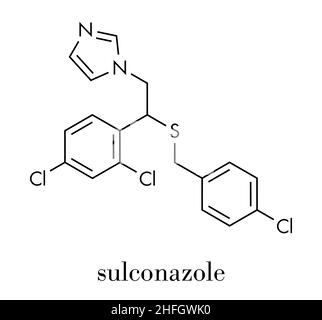 Sulconazole antifungal drug molecule. Skeletal formula Stock Vector ...