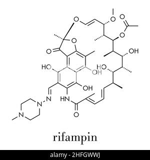 rifampicin (rifampin, rifamycin class) tuberculosis antibiotic molecule ...