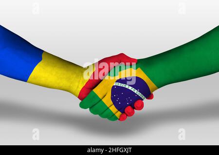 Handshake between romania and azerbaijan flags painted on hands ...