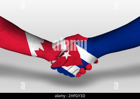 Handshake between canada and columbia flags painted on hands ...