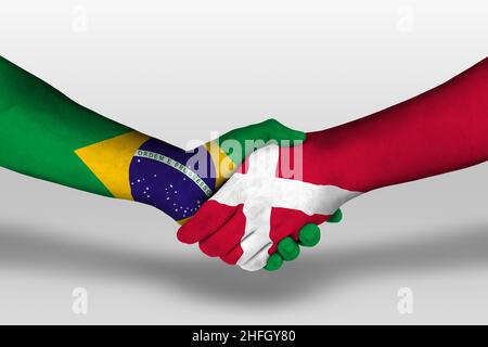Handshake between brazil and cuba flags painted on hands, illustration ...