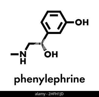 Phenylephrine nasal decongestant drug molecule. Skeletal formula Stock ...
