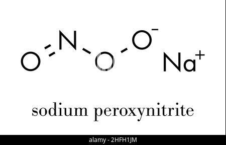 Peroxynitrite (sodium) reactive nitrogen species molecule. Formed by ...