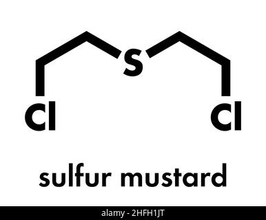 Sulfur mustard or bis(2-chloroethyl) sulfide molecule. Also known as ...