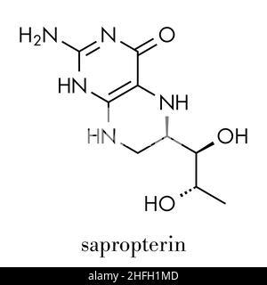Tetrahydrobiopterin, BH4, THB, sapropterin molecule. It has role as ...