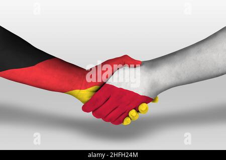 Handshake between germany and poland flags painted on hands ...