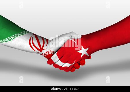 Iran and Turkey flags together on wall with cracked. Turkey Iran ...