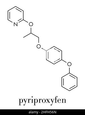 Pyriproxyfen pesticide molecule. Juvenile hormone analogue that ...