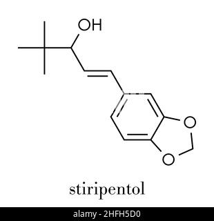 Stiripentol epilepsy drug molecule. Skeletal formula Stock Vector Image ...
