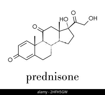 Prednisolone corticosteroid drug molecule. Skeletal formula Stock ...