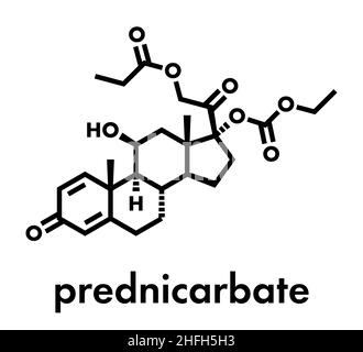 Prednicarbate topical corticosteroid drug molecule. Skeletal formula ...