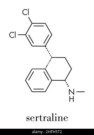 Sertraline antidepressant drug molecule. Skeletal formula Stock Vector ...