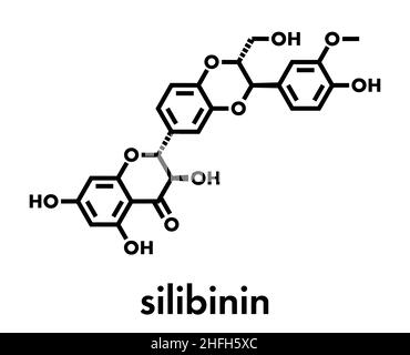 Silibinin (silybin) milk thistle molecule. Major constituent of ...