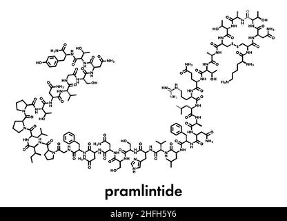Pramlintide diabetes drug molecule. Analog of amylin or islet amyloid ...
