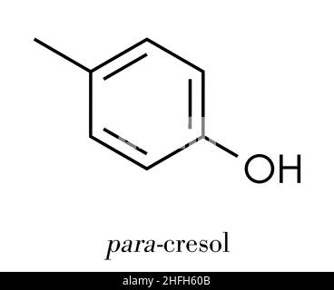 P-cresol (para-cresol, 4-methylphenol) molecule. Component of human ...