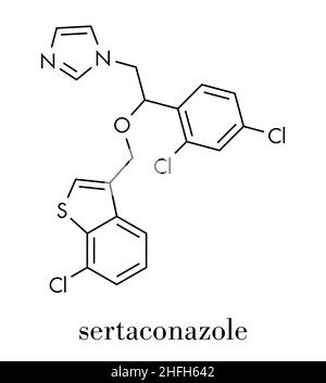 Sertaconazole antifungal drug molecule. Skeletal formula Stock Vector ...