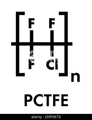 Polychlorotrifluoroethylene (PCTFE) polymer, chemical structure ...