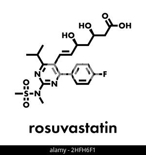 Rosuvastatin cholesterol lowering drug (statin class) molecule. Skeletal formula Stock Vector ...