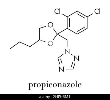 Propiconazole antifungal molecule (triazole class). Skeletal formula ...